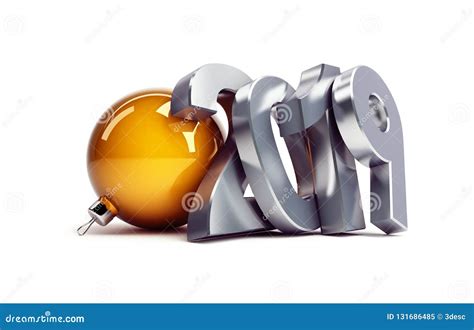 Новый Год 2019 на белой иллюстрации предпосылки 3d перевод 3d