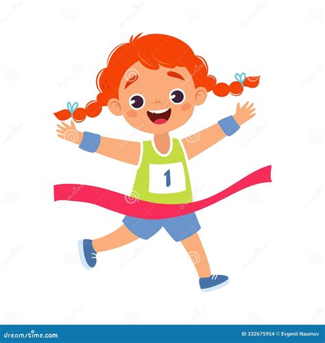Redhead Girl Character Run Marathon Do Sport Vector Illustration Stock