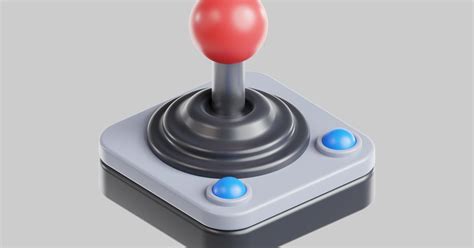 joystick with red ball handle 3d incl buttons and control envato