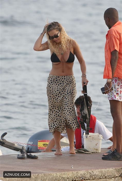 Rita Ora Flashes Underboob Getting Off Of A Boat In Ibiza Aznude