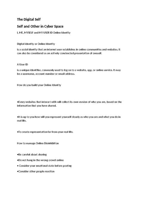 Selective Self Scscsc The Digital Self Self And Other In Cyber Space I ME MYSELF And MY