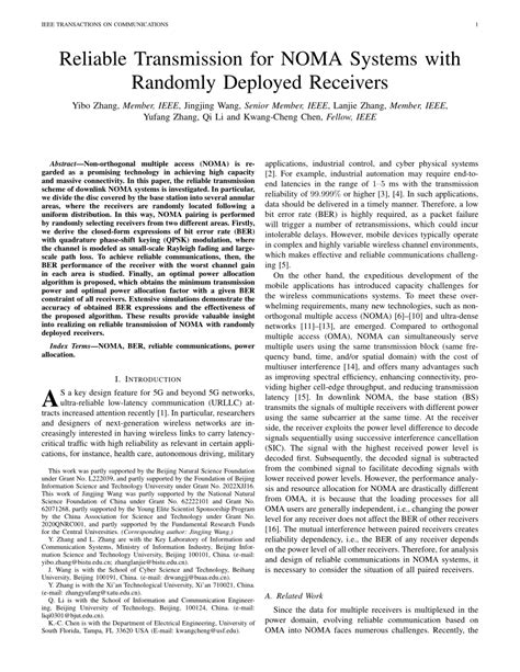 pdf reliable transmission for noma systems with randomly deployed