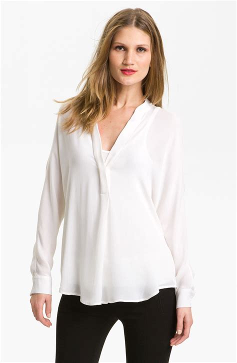 Vince V Neck Silk Shirt Nordstrom