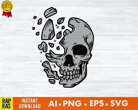 Cracked Skull Png Svg Ai Eps File For T Shirts Design Digital Art