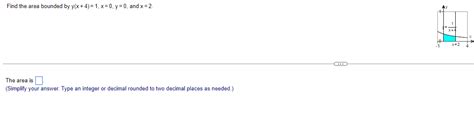 solved find the area bounded by y x 4 1 x 0 y 0 and x 2