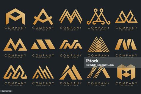 문자 M 로고 디자인 벡터 집합입니다 골드 소재의 모던한 M 레터 디자인 컬렉션 알파벳 M에 대한 스톡 벡터 아트 및 기타 이미지 알파벳 M 0명 개념 Istock