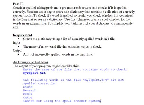 Solved Part II Consider Spell Checking Problem A Program Chegg
