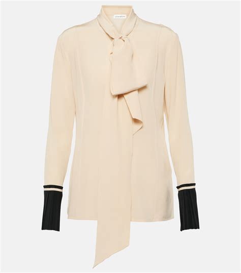 Bow Tie Neck Silk Crêpe Blouse In Pink Victoria Beckham Mytheresa