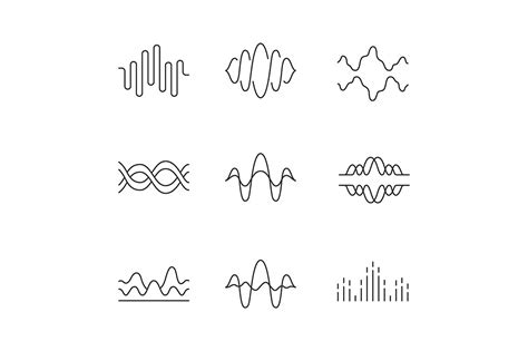 Sound And Audio Waves Linear Icons MasterBundles