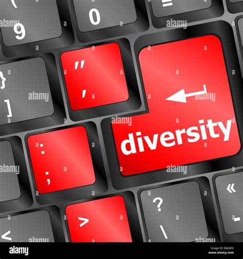 A Computer Keyboard With Red Keys Spelling Diversity Learn Stock Photo