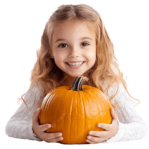 Adorable Girl With A Halloween Pumpkin Girl Pumpkin Halloween Png