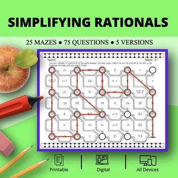 Algebra Simplifying Rational Expressions Maze Activity By Qwizy