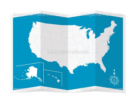 四つ折りの 米国・アメリカ合衆国 地図マップ ベクターイラスト デザイン素材 227818874 イメージマート