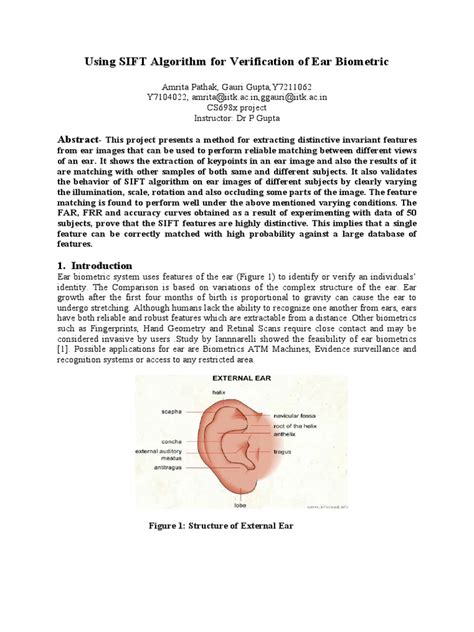 Using Sift Algorithm For Verification Of Ear Biometric Pdf Applied Mathematics Algorithms
