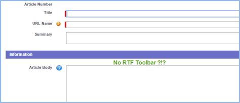 User Interface Knowledge Article Rich Text Field Missing Editing Toolbar Salesforce Stack