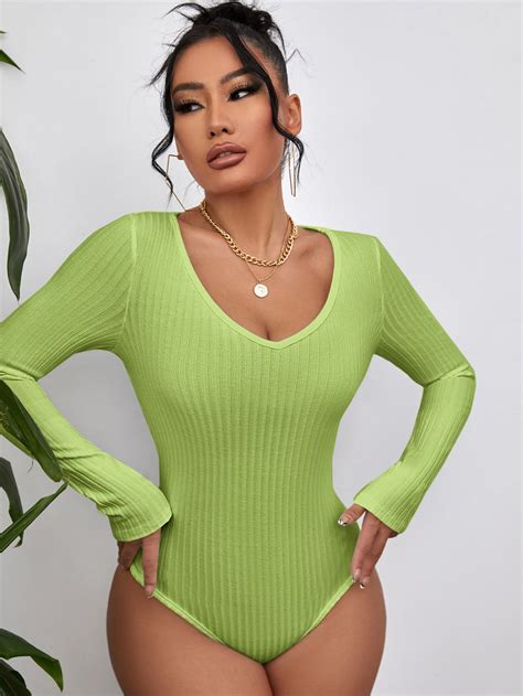 Lime Green Scoop Neck Bodysuit