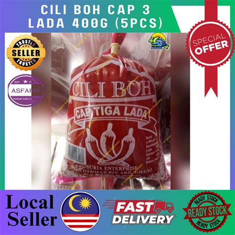 Cili Boh Cap 3 Lada 400g 5pcs Shopee Malaysia