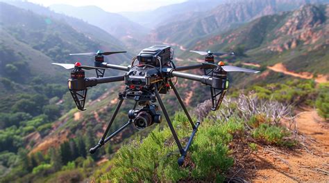 Large Black And Red Remote Controlled Flying Device Stock
