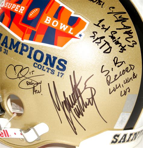 Super Bowl Xliv Saints Logo Authentic On Field Helmet Signed By 13