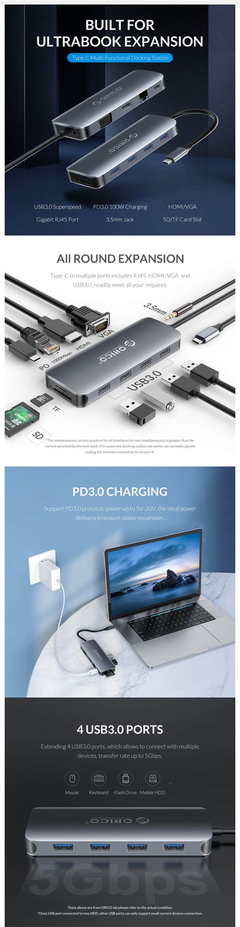 Orico Mc U P Usb C In Docking Station With W Pd Laptops Notebooks Scorptec Computers