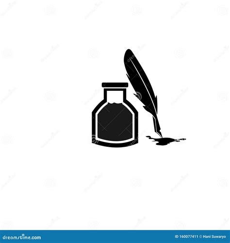 Feather Pen Ink And Ink Bottle Icon Illustration Isolated Vector Sign