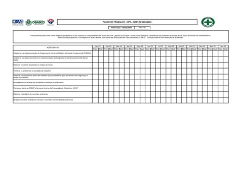 Plano De Trabalho Cipa Pdf