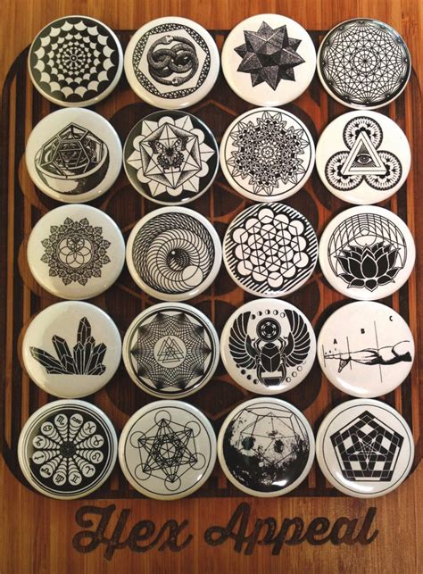 Geometric Magnet Andor Pinback Button Spiral Mandala Crystal Etsy