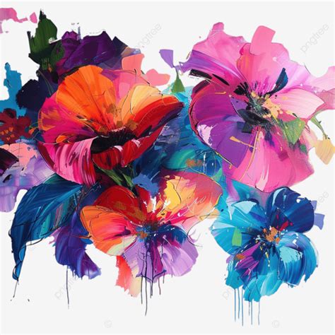 色彩鮮豔的抽象花卉藝術品 抽象的 艺术品 花png去背圖片素材免費下載，免摳圖設計圖案下載 Pngtree