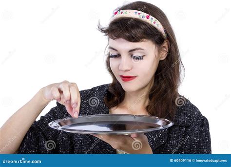 Woman Picking Up Something Small Stock Photo Image Of Gesture Female