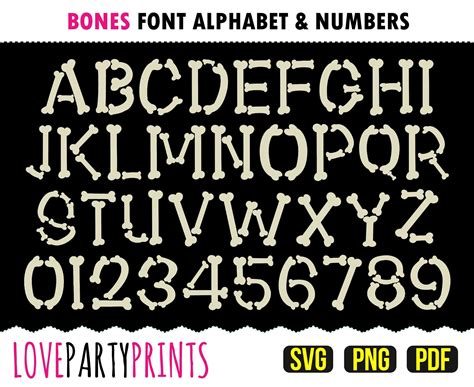 Bones Alphabet Svg Png Pdf Bones Font Bones Numbers Bones Clipart Font Bones Font Svg