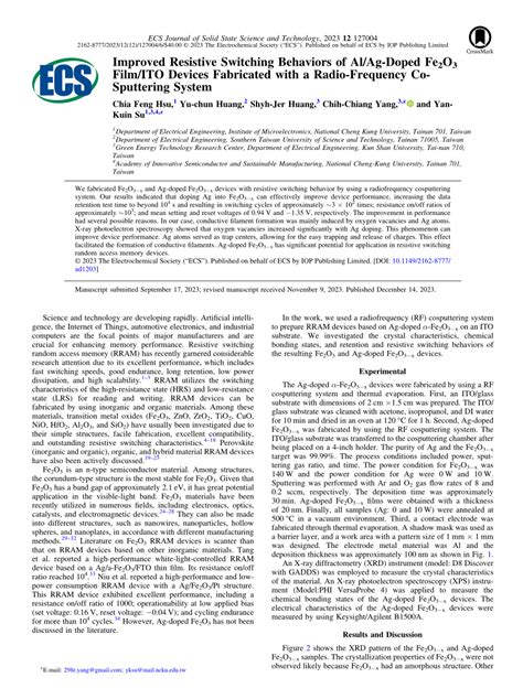 Improved Resistive Switching Behaviors Of Al Ag Doped Fe2O3 Film ITO
