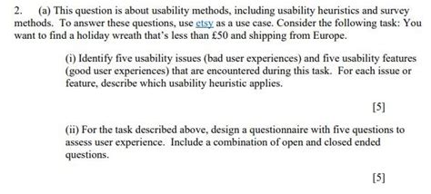Solved A This Question Is About Usability Methods Chegg