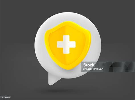 노란색 방패가 있는 음성 구름입니다 3d 벡터 고립 된 그림 3차원 형태에 대한 스톡 벡터 아트 및 기타 이미지 3차원 형태 건강관리와 의술 광고 Istock