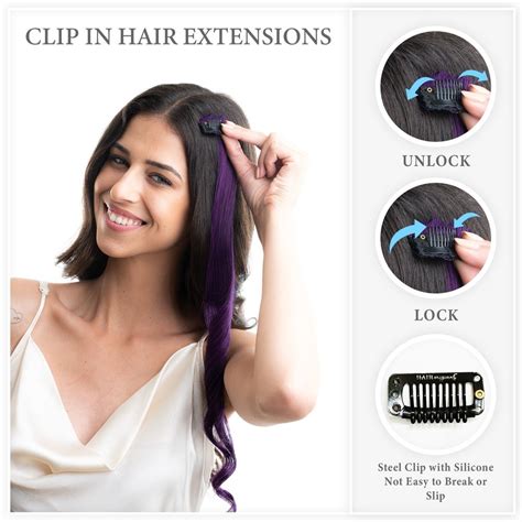 Hairoriginls Straight Clip In Hair Streaks Purple Martini For