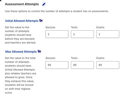 Edgeex Course Options — Assessment Attempts Edgenuity