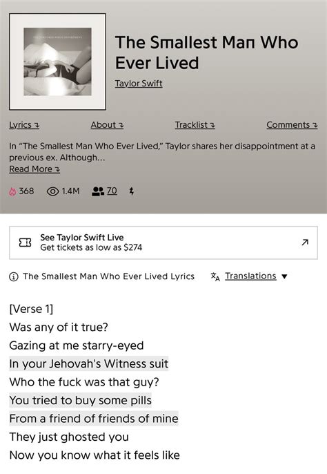 Taylor Swift Used A Micropenis Joke As A Title For A Song About Matty Healy In Which She