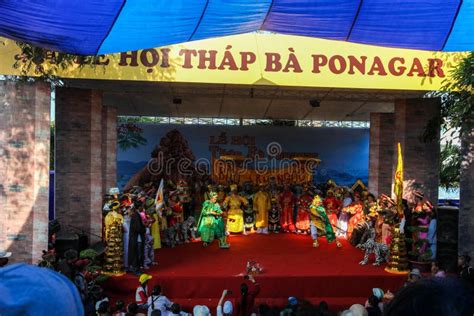 People In Colorful Costumes Performing At The Po Cham Festival In At The Po Nagar Temple In The