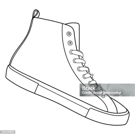 손으로 그린 운동화 운동화 평면도 다양한 보기의 이미지 전면 후면 상단 측면 밑창 및 3d 보기 낙서 벡터 그림입니다 스포츠 신발에 대한 스톡 벡터 아트 및 기타 이미지