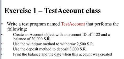 Solved Exercise 1 Account Class Design A Class Named