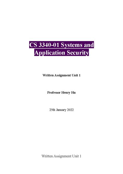 Written Assignment Unit 1 Cs 3340 01 Systems And Application Security