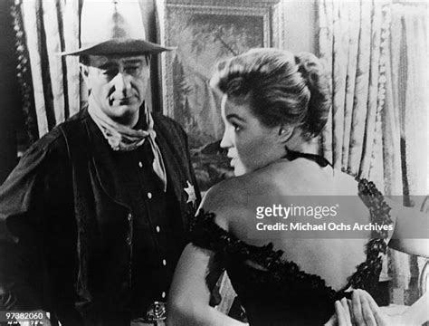 John Wayne And Angie Dickinson On The Set Of The Movie Rio Bravo In