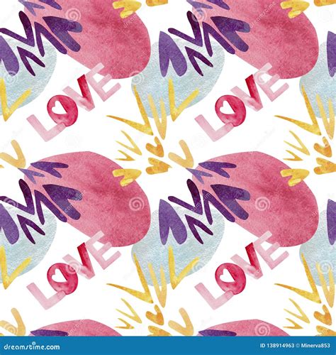 Love Seamless Pattern Abstract Love Lettering Puple And Pink Colors