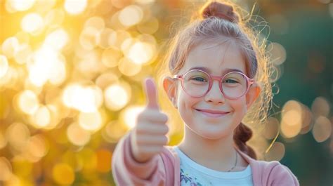 Premium Photo A Young Girl Wearing Glasses And A Pink Backpack Is
