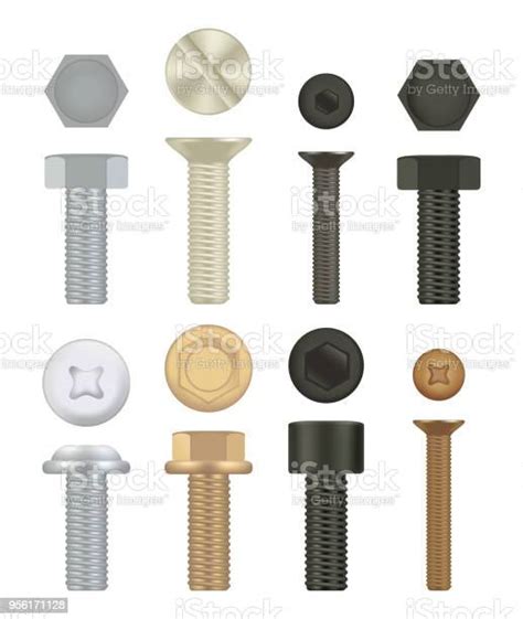 건축 하드웨어 아이콘입니다 나사 볼트의 집합입니다 현실적인 3 차원 벡터 0명에 대한 스톡 벡터 아트 및 기타 이미지 0명 개체 그룹 금속 Istock