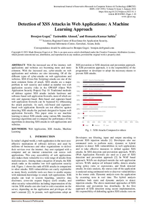 Pdf Detection Of Xss Attacks In Web Applications A Machine Learning