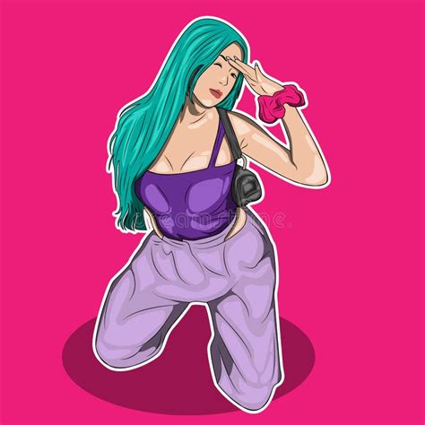 Vector Illustration Of Cool Woman With Colored Hair Stock Vector Illustration Of Font Poster