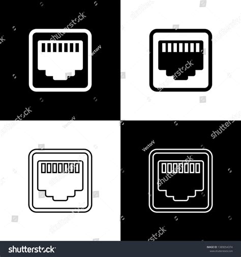 Set Network Port Cable Socket Icons Stock Vector Royalty Free 1389054374 Shutterstock