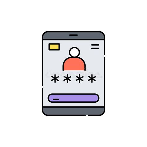 Password On Tablet Line Icon Isolated Vector Element Stock Vector Illustration Of Vector