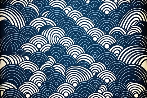 Premium Photo Traditional Japanese Style Simple Line Waves Background