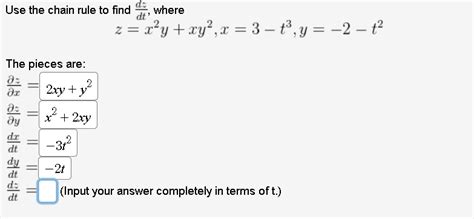 Solved Use The Chain Rule To Find D Tilde Z Dt